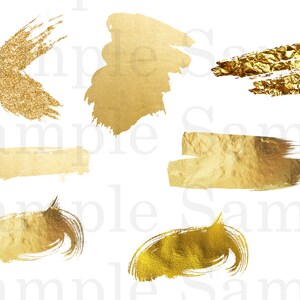Gold Foil and Glitter Brush Strokes Clip Art Hand Painted Clipart ...