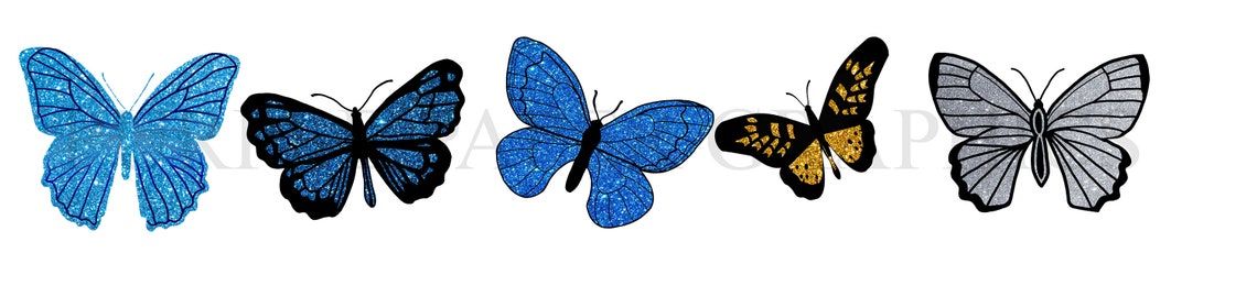 Glitter Butterflies Clip Art Vintage Colorful Butterfly - Etsy
