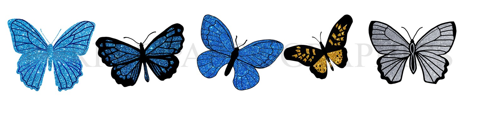 Glitter Butterflies Clip Art Vintage Colorful Butterfly - Etsy