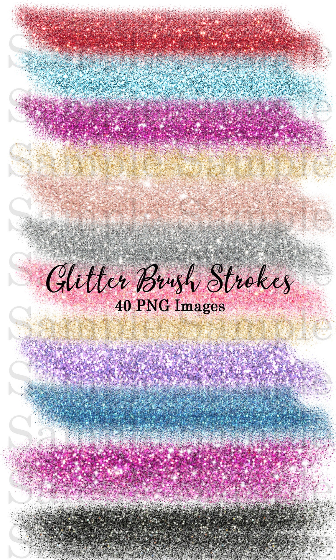 Glitter Brush Strokes Clip Art 1 Hand Painted Pink Blue | Etsy