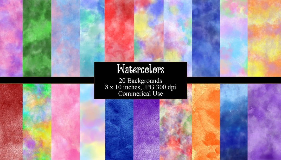 Watercolor Digital Paper Backgrounds, Printable Paper Watercolor Brush ...