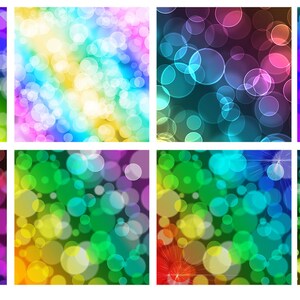 Rainbow Bokeh Digital Paper, Printable Backgrounds Bokeh Lights, Fairy ...