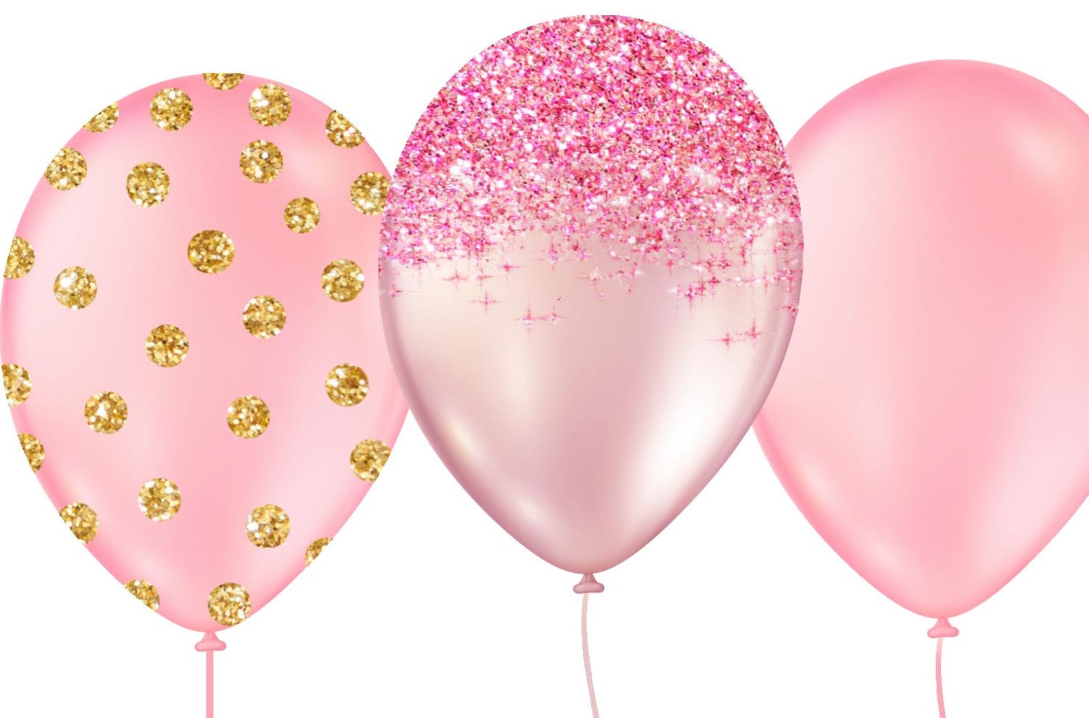 Pink and Black Balloons Clipart Glitter Balloon PNG Digital - Etsy