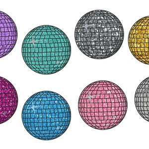 Glitter Disco Balls Clipart, Music, Instant Download, JPEG and PNG ...