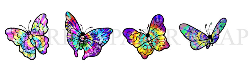 Tie Dye Butterflies Clip Art Vintage Watercolor Butterfly | Etsy