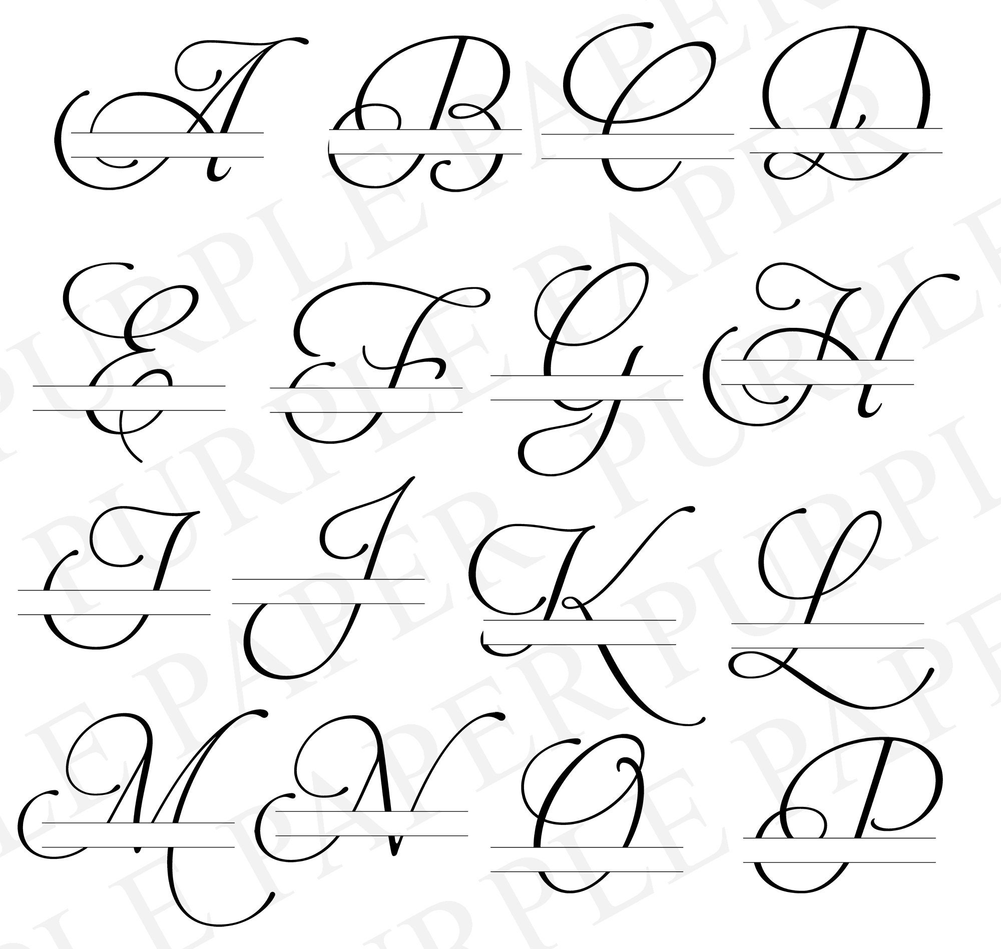 Split Monogram Svgdxfpngjpeg Split Script Monogram Frame - Etsy