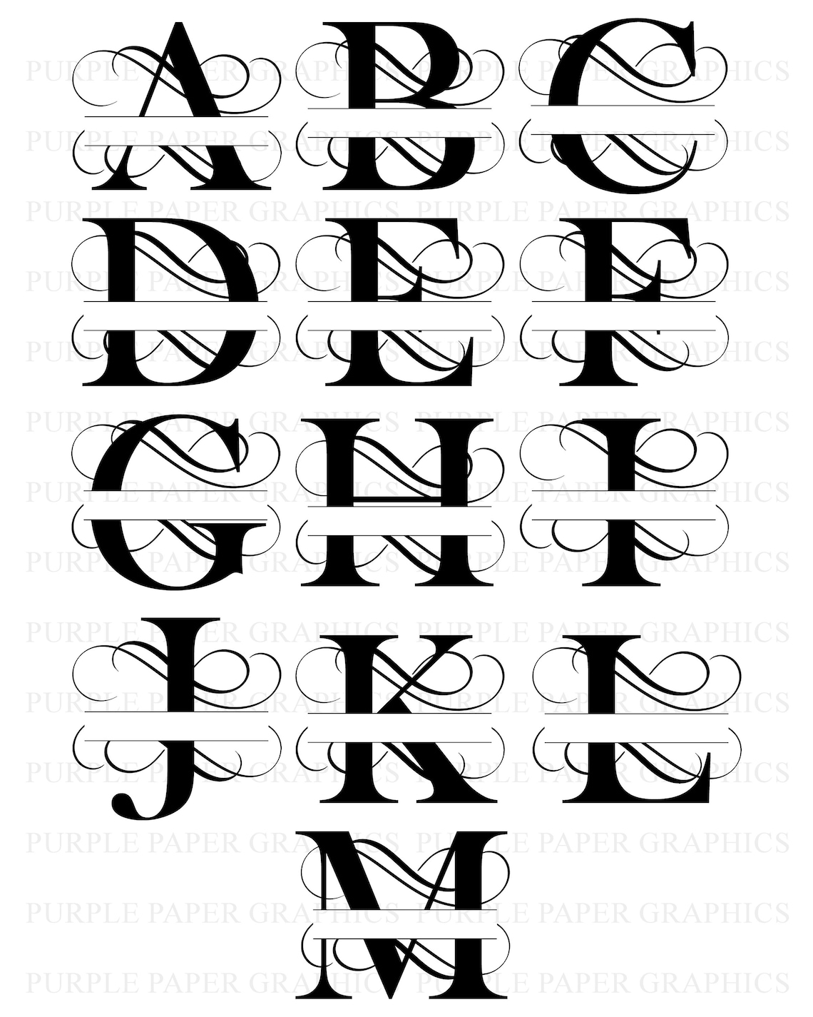 Split Monogram SVG DXF PNG Jpeg Split Monogram Frame - Etsy