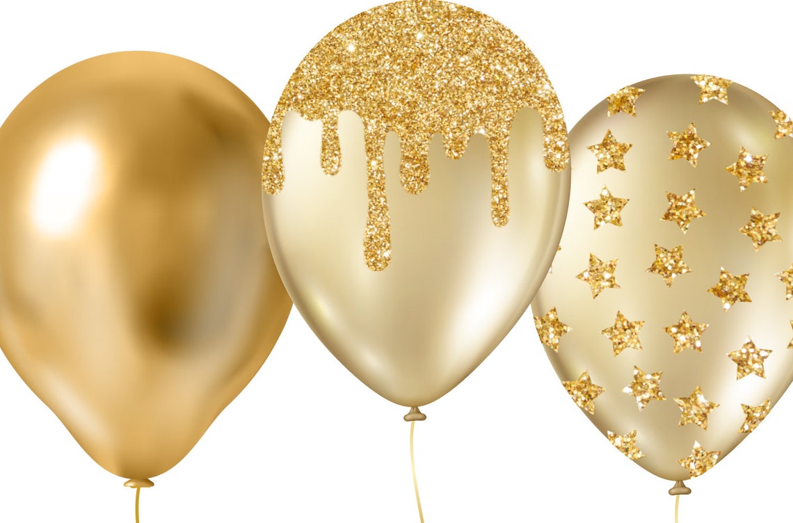 Burgundy and Gold Balloons Clipart, Gold Glitter Sparkle Confetti ...