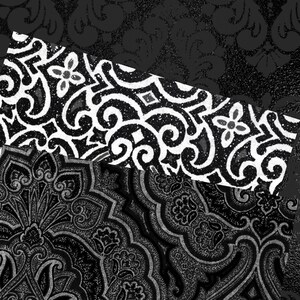 Damask Black and White Digital Paper, Glitter, Foil, INSTANT DOWNLOAD ...