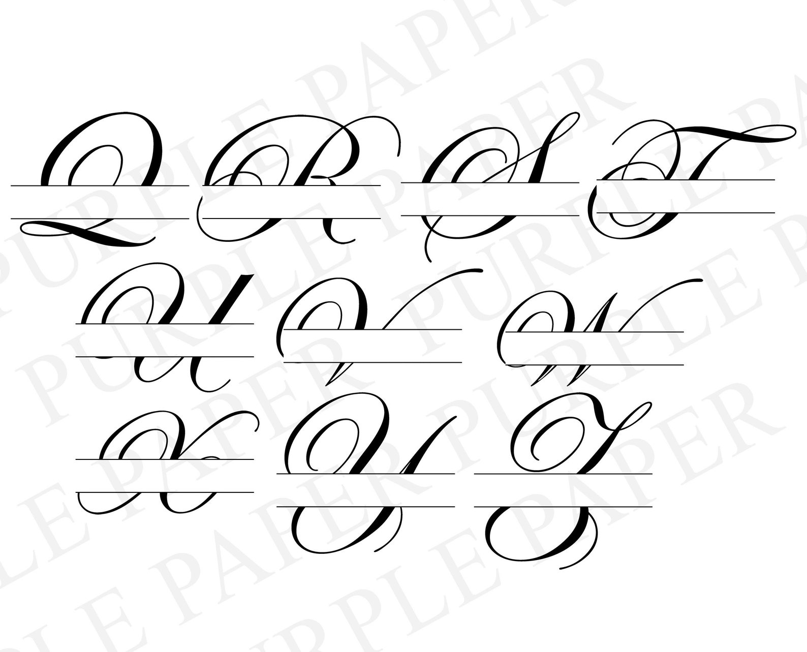 Split Monogram Svgdxfpngjpeg Split Script Monogram Frame | Etsy