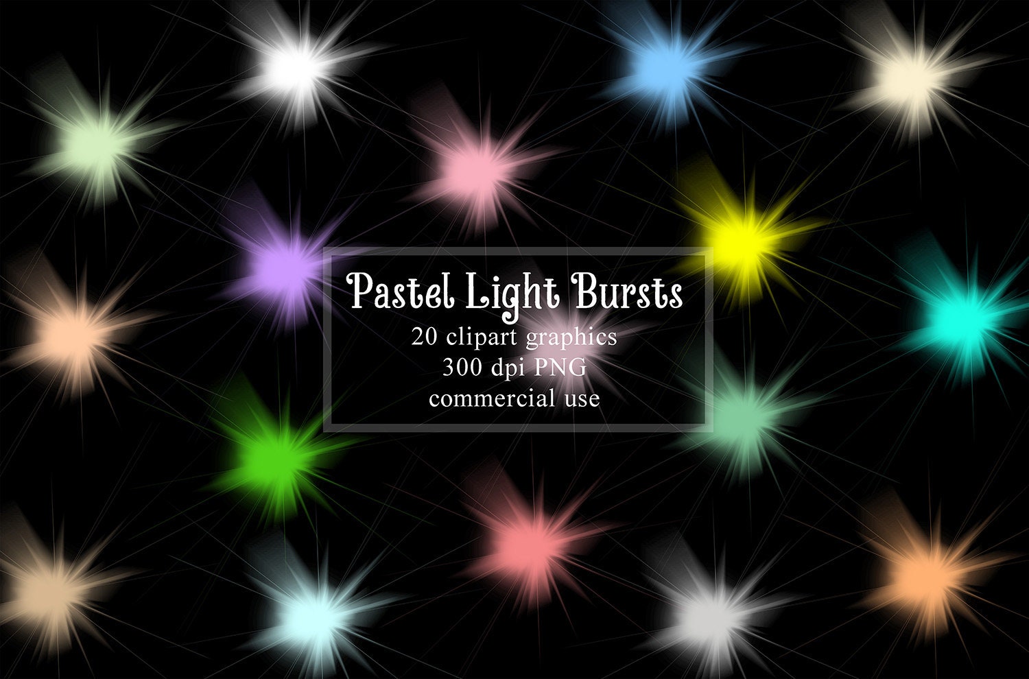 Pastel Light Bursts PNG Digital Overlays Fairy Lights - Etsy