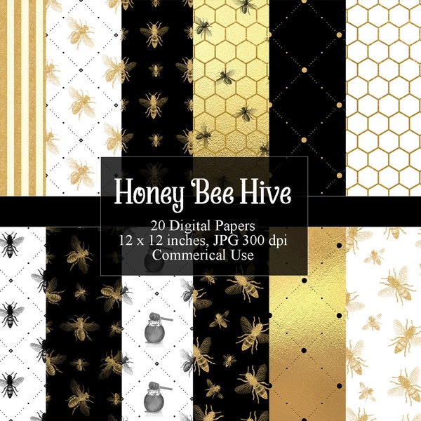 Bee Digital Paper - Etsy