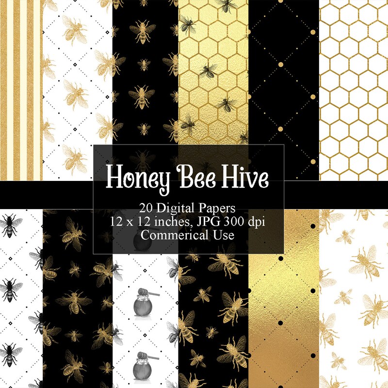 Bee Digital Paper - Etsy
