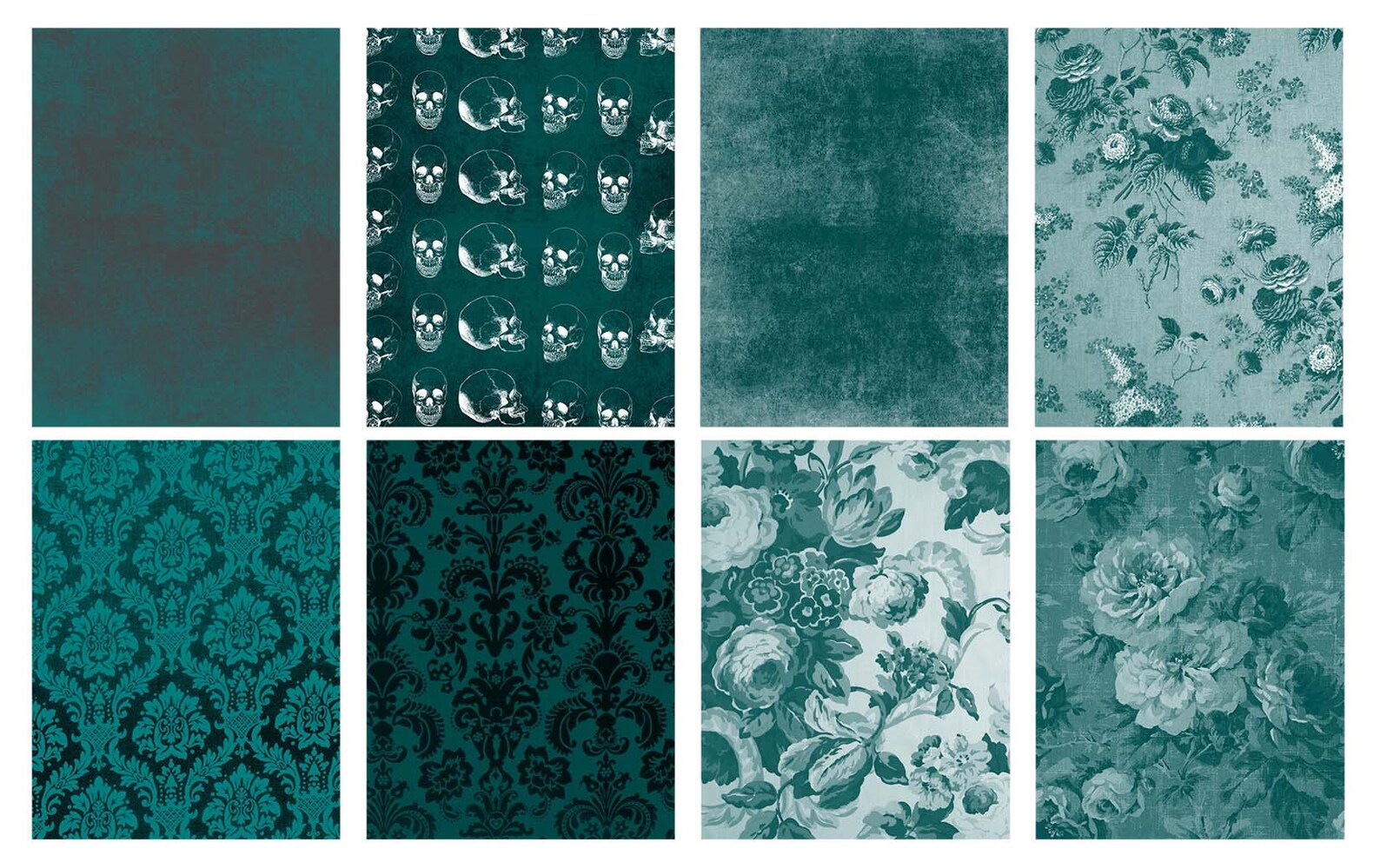 Gothic Teal Skulls Grunge Digital Paper Printable - Etsy