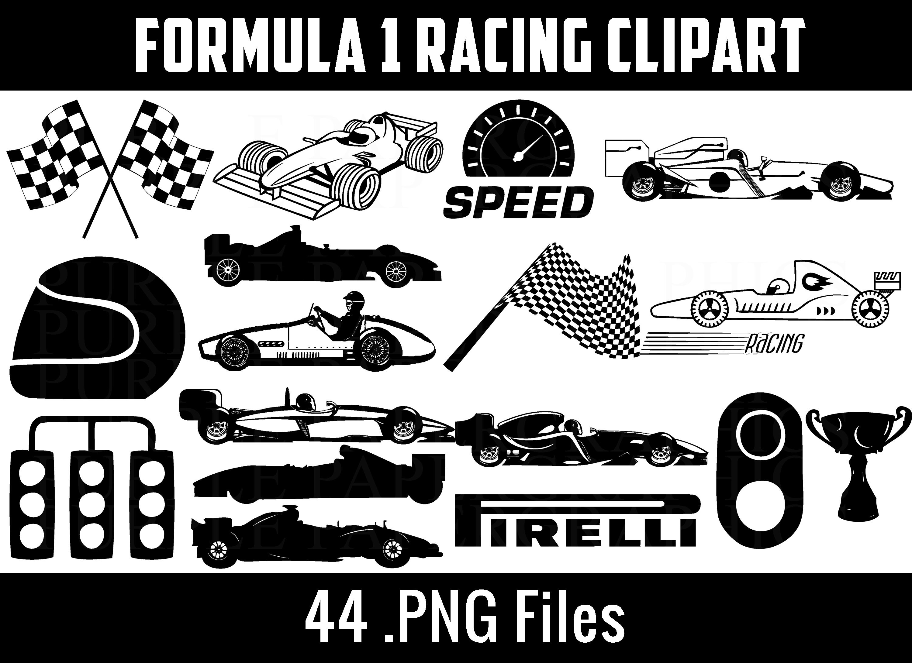 Formula 1 Race Car Silhouette Clipart Birthday Invitations | Etsy