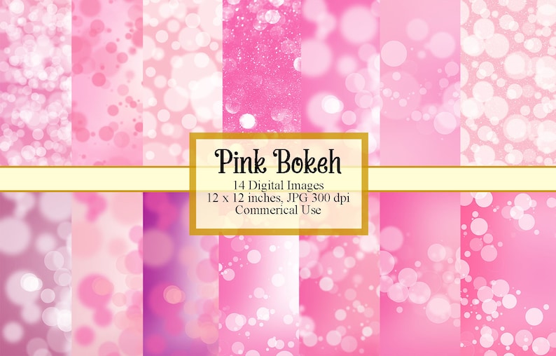 Pink Bokeh Digital Paper, Printable Backgrounds Bokeh Lights, Fairy ...