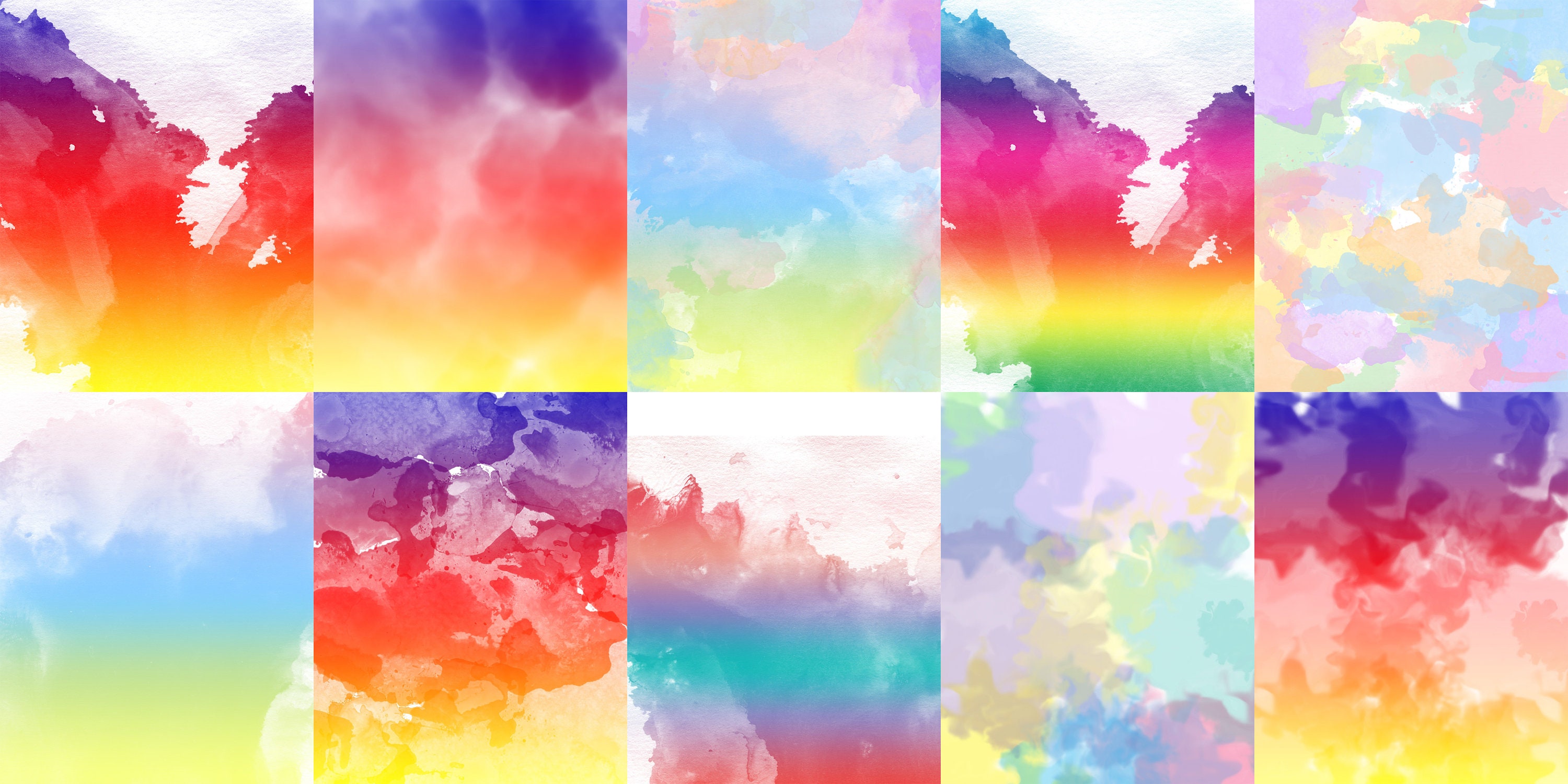 Watercolor Background Clipart 11 Pink Purple Blue Green Aqua | Etsy