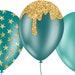 Teal and Gold Balloons Clipart Glitter Balloon PNG Digital - Etsy