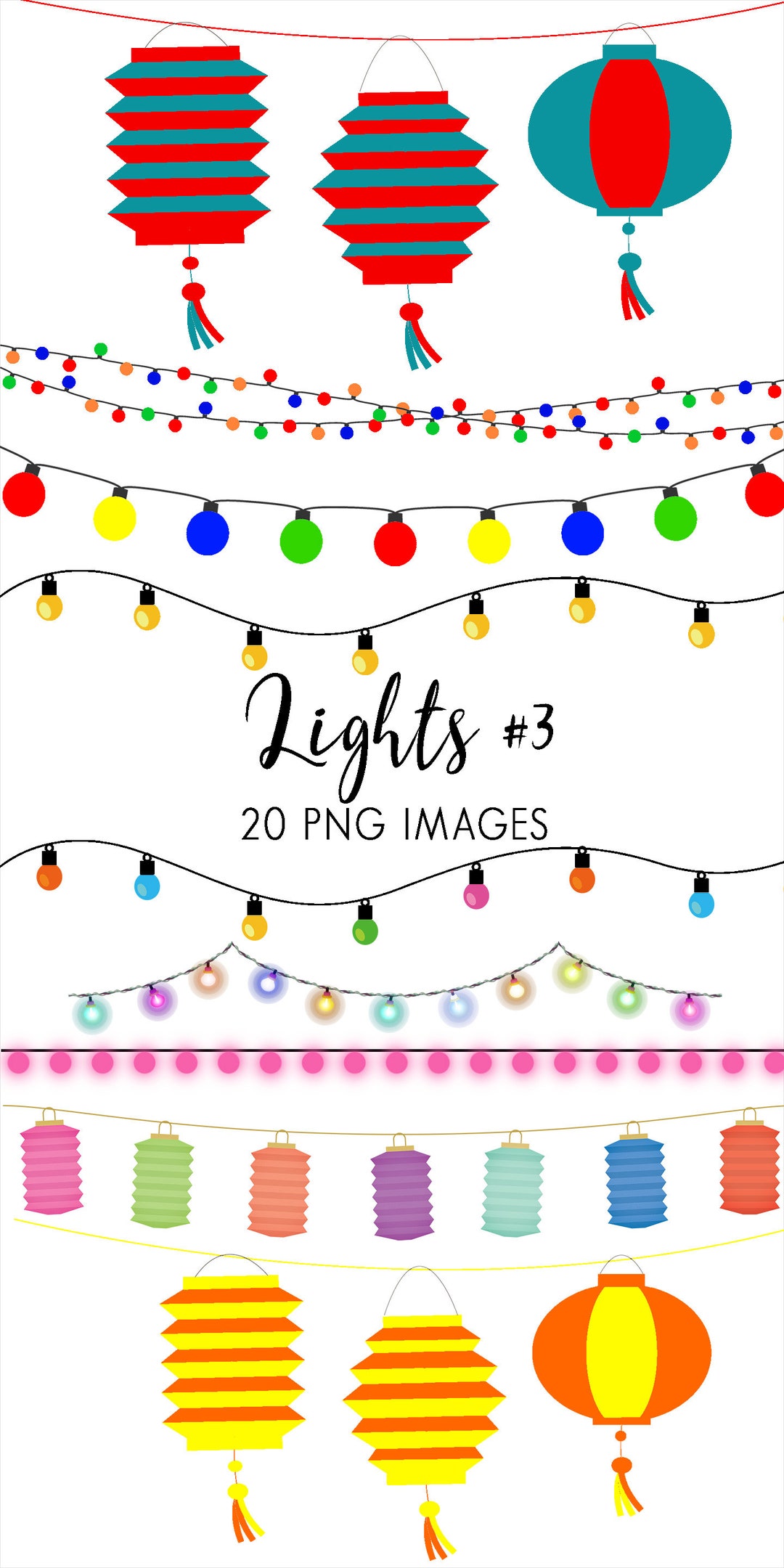 Lights & Lanterns String Lights Clipart, Fairy Lights Clip Art, Party ...