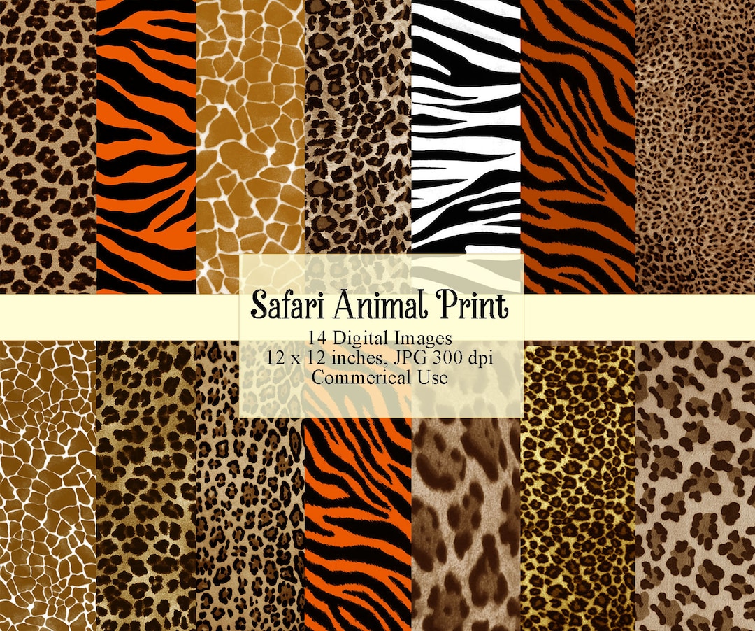 Classic Safari Animal Print Digital Paper, Printable Backgrounds for ...
