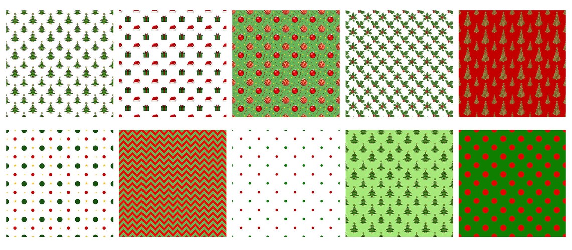 Christmas Scrapbook Paper Paper Seamless Patterns Red and - Etsy