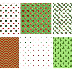 Christmas Scrapbook Paper Paper, Seamless Patterns, Red and Green ...