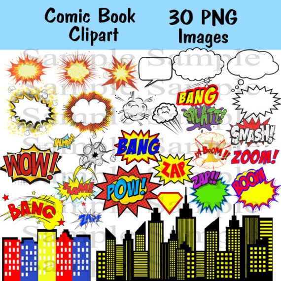 Scrapbooking Paper, Party & Kids Comic Book Superhero Clipart 5 Photo ...