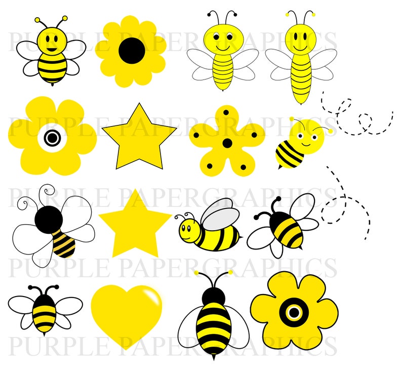 Bumble Bees Clipart and Seamless Digital Paper Pack - Etsy