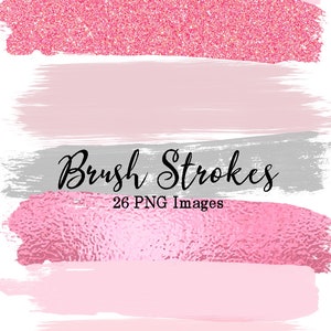 Pink Gray Brush Strokes Clip Art #27 Hand Painted Pink Glitter Foil ...
