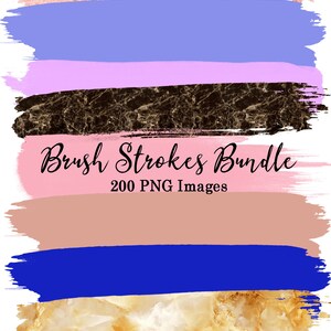 Brush Strokes Clip Art Bundle | 200 PNG Images | Foil, Marble, Glitter ...