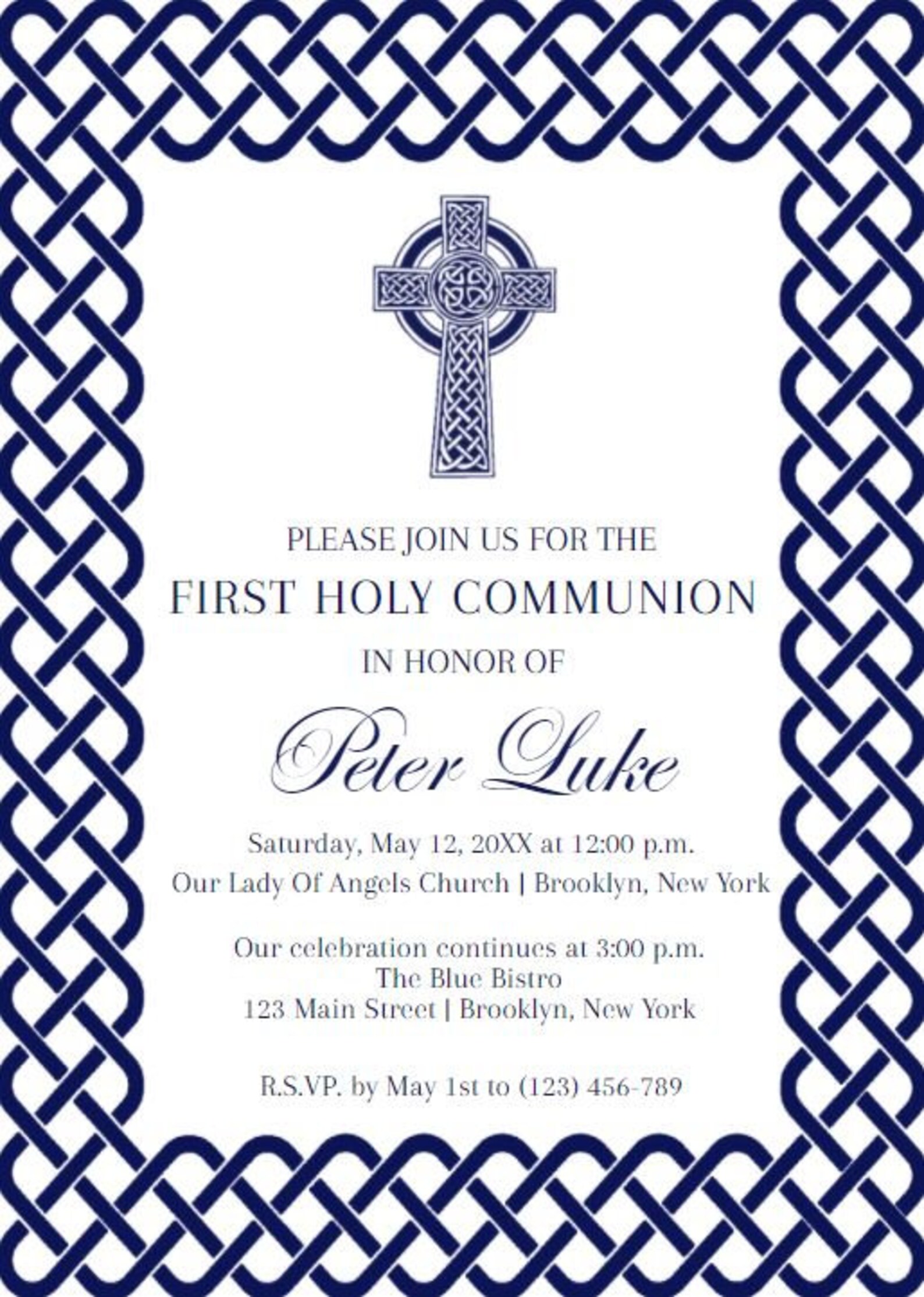 Celtic First Holy Communion Invitation Digital INSTANT - Etsy