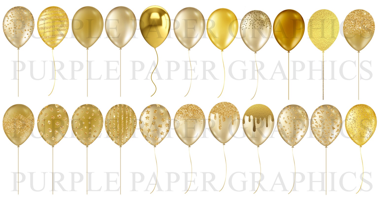 Mint Glitter Balloons Clipart Pastel Green And Gold Glitter Etsy