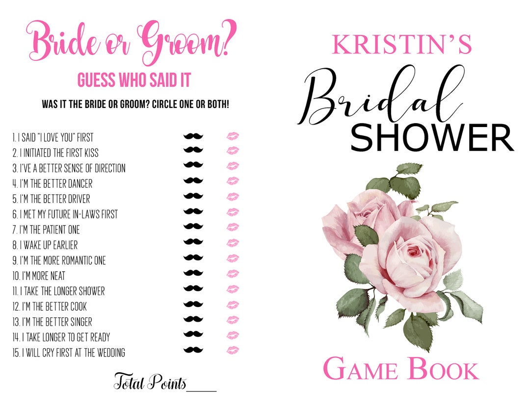Printed Bridal Shower Game Booklets | Party Accessories | You Choose ...
