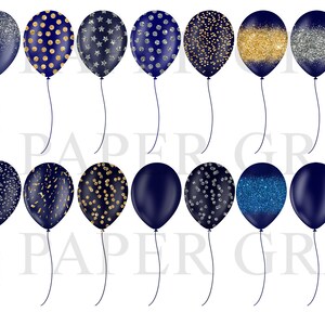 Blush Pink and Navy Blue Balloons Clipart, Glitter Balloon PNG Digital ...