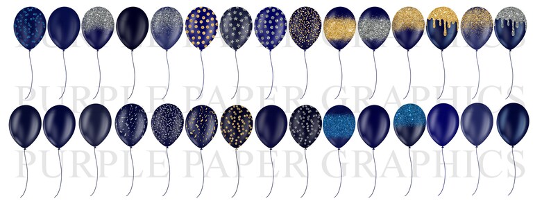 Blush Pink and Navy Blue Balloons Clipart Glitter Balloon PNG - Etsy