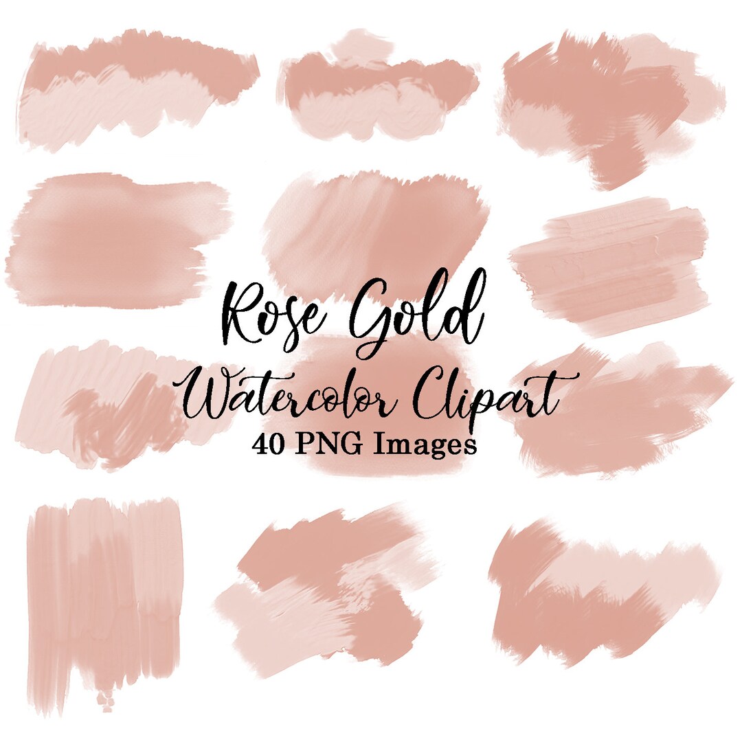 Watercolor Clipart #22, Rose Gold Watercolor Brush Clip Art, Splashes ...