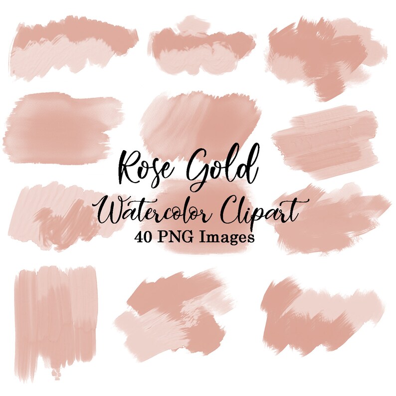 Watercolor Clipart 22 Rose Gold Watercolor Brush Clip Art - Etsy