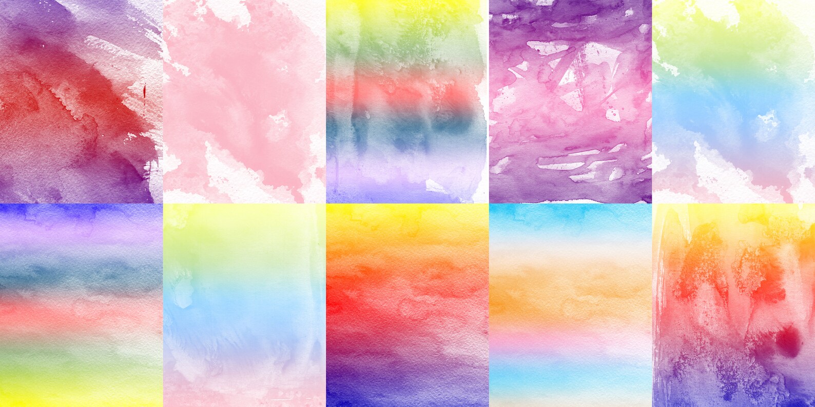 Watercolor Background Clipart 10 Pink Purple Blue Green Aqua - Etsy