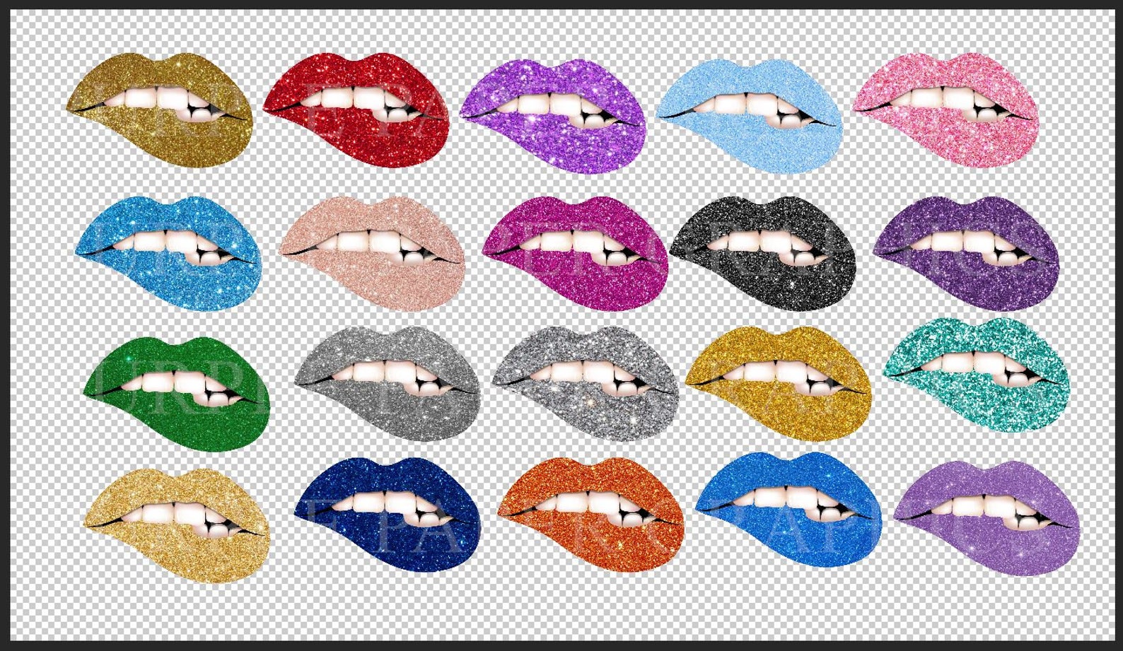 Glitter Lips Clipart Lips PNG Clip Art Lips Silhouette Lips - Etsy