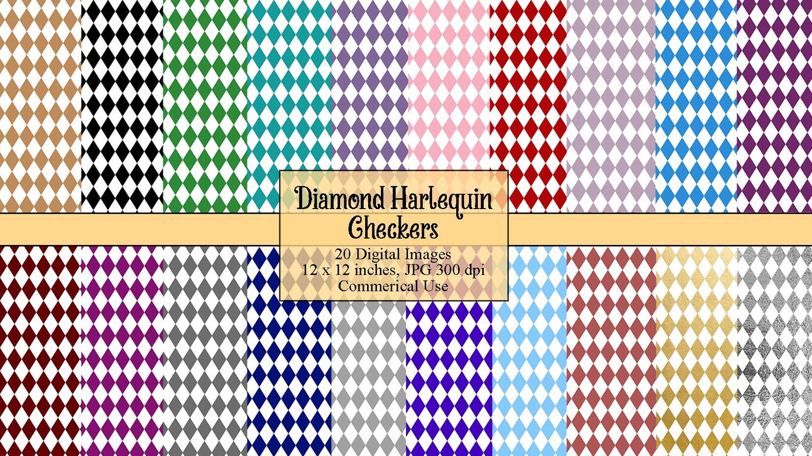 Harlequin Diamond Checkers Digital Paper Printable - Etsy