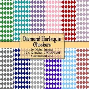 Harlequin Diamond Checkers Digital Paper, Printable Backgrounds for ...