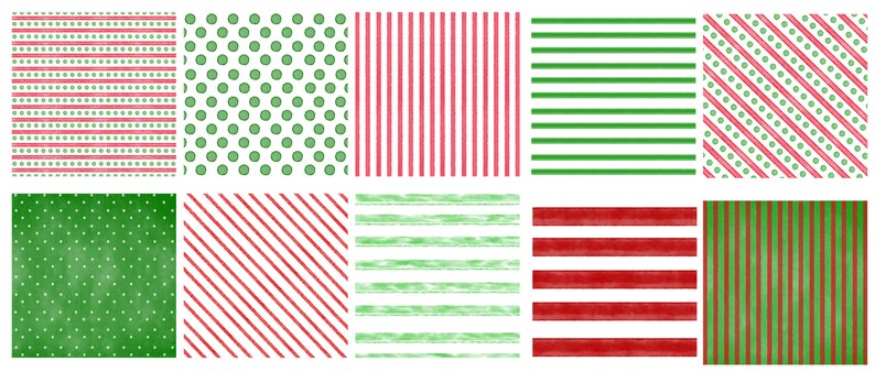 Bright Christmas Watercolor Papers, Red and Green Digital Paper Pack ...