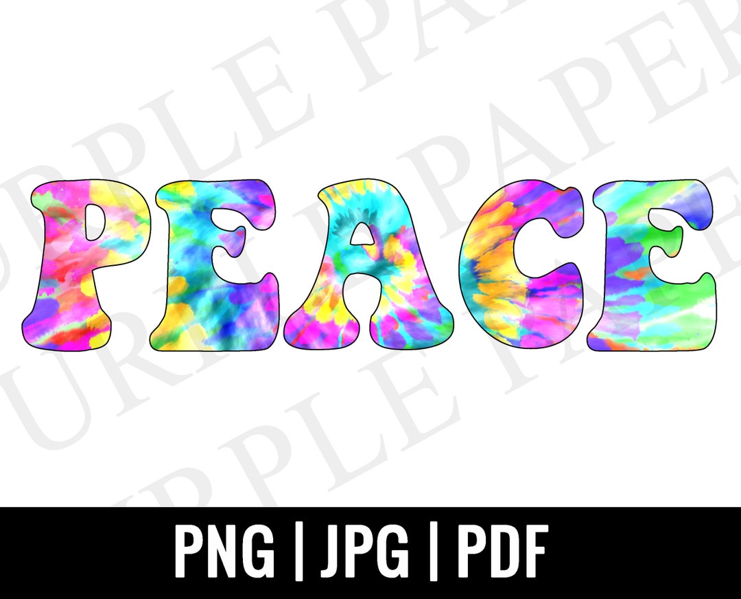 Tie Dye Peace Clipart, Instant Download, PNG, PDF, JPEG, Iron on Vinyl ...