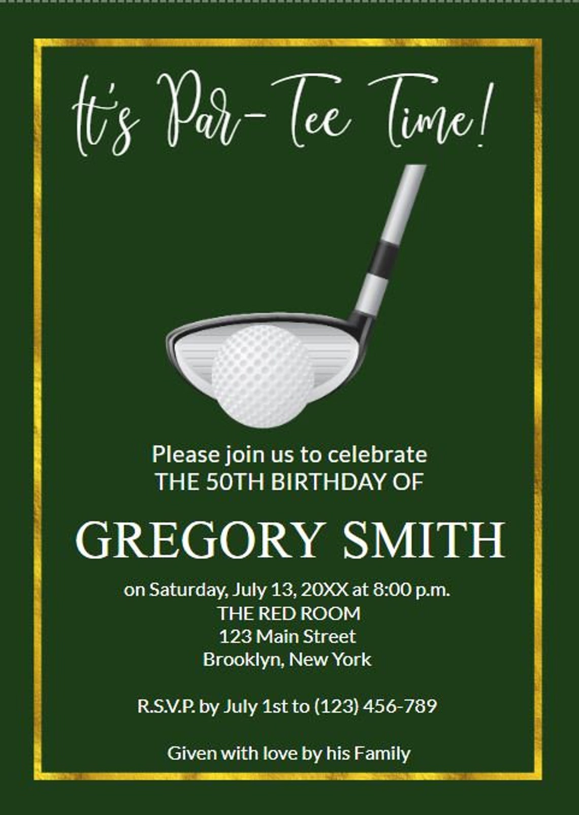 Golf Birthday Invitation Party Surprise Birthday Invite - Etsy