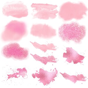 Watercolor Clipart #9, Pink Watercolor Brush Clip Art, Splashes, Blobs ...