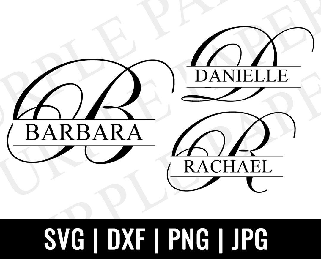 Split Monogram Svg,dxf,png,jpeg, Split Script Monogram Frame Alphabet ...
