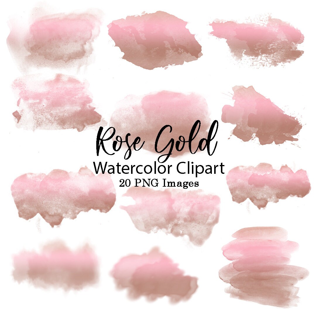 Watercolor Clipart #13, Rose Gold Watercolor Brush Clip Art, Splashes ...