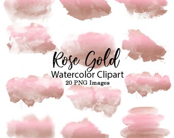 Watercolor Clipart Rose Gold Watercolor Brush Clip Art | Etsy