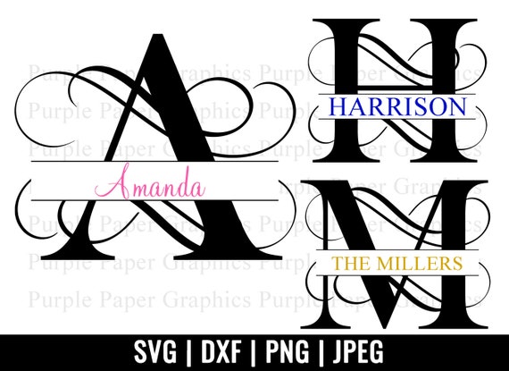 Split Monogram SVG DXF PNG Jpeg Split Monogram Frame | Etsy