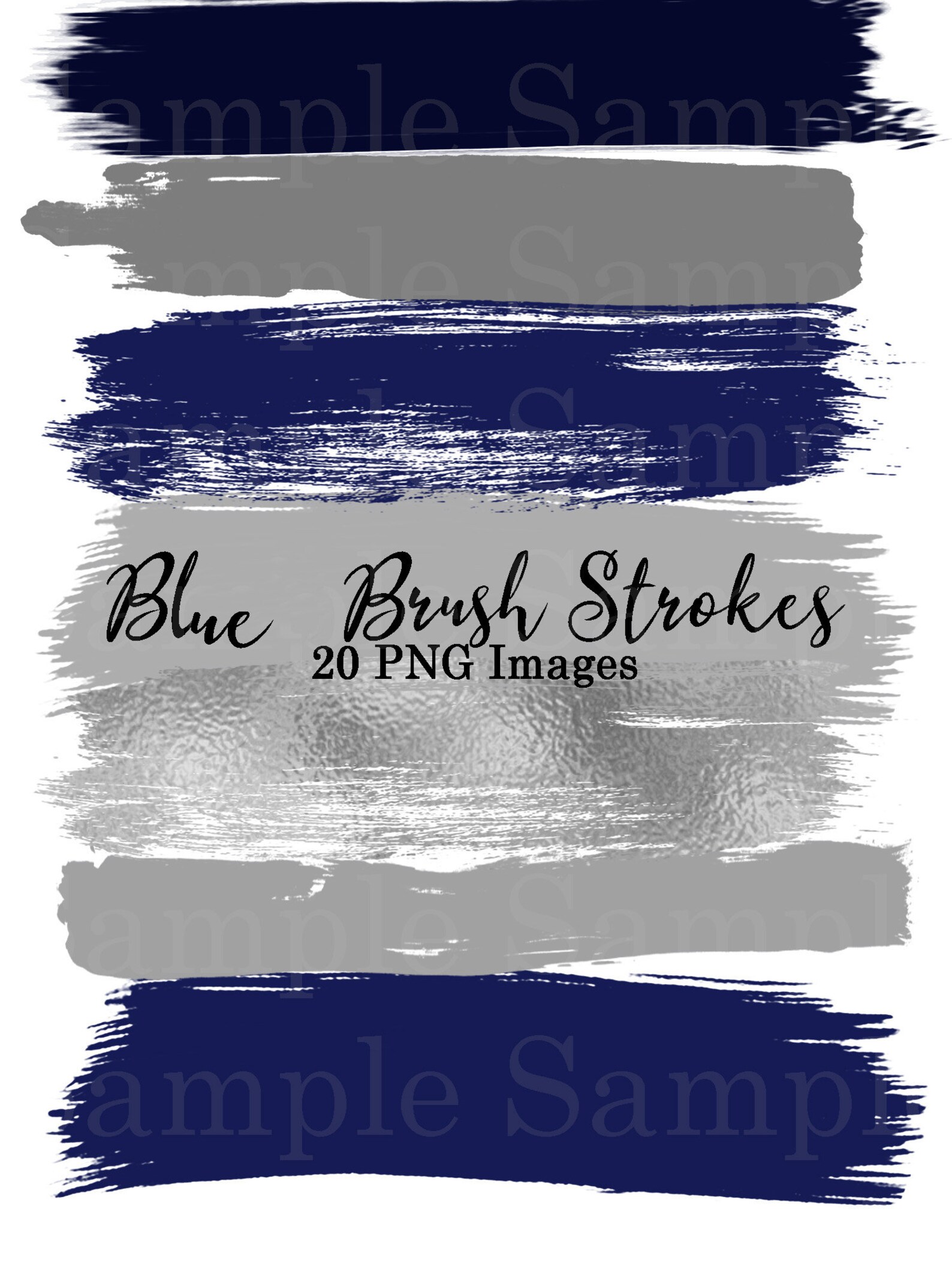 Navy Blue Silver Grey Brush Strokes Clip Art 54 Hand - Etsy